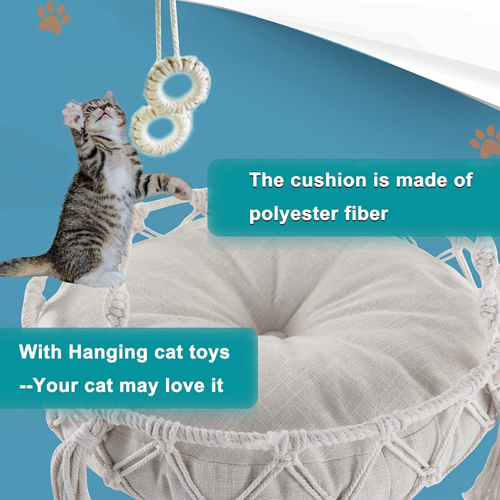 Buy Hanging Cat Bed with Cushion and Hook for indoor Cat and Dogs