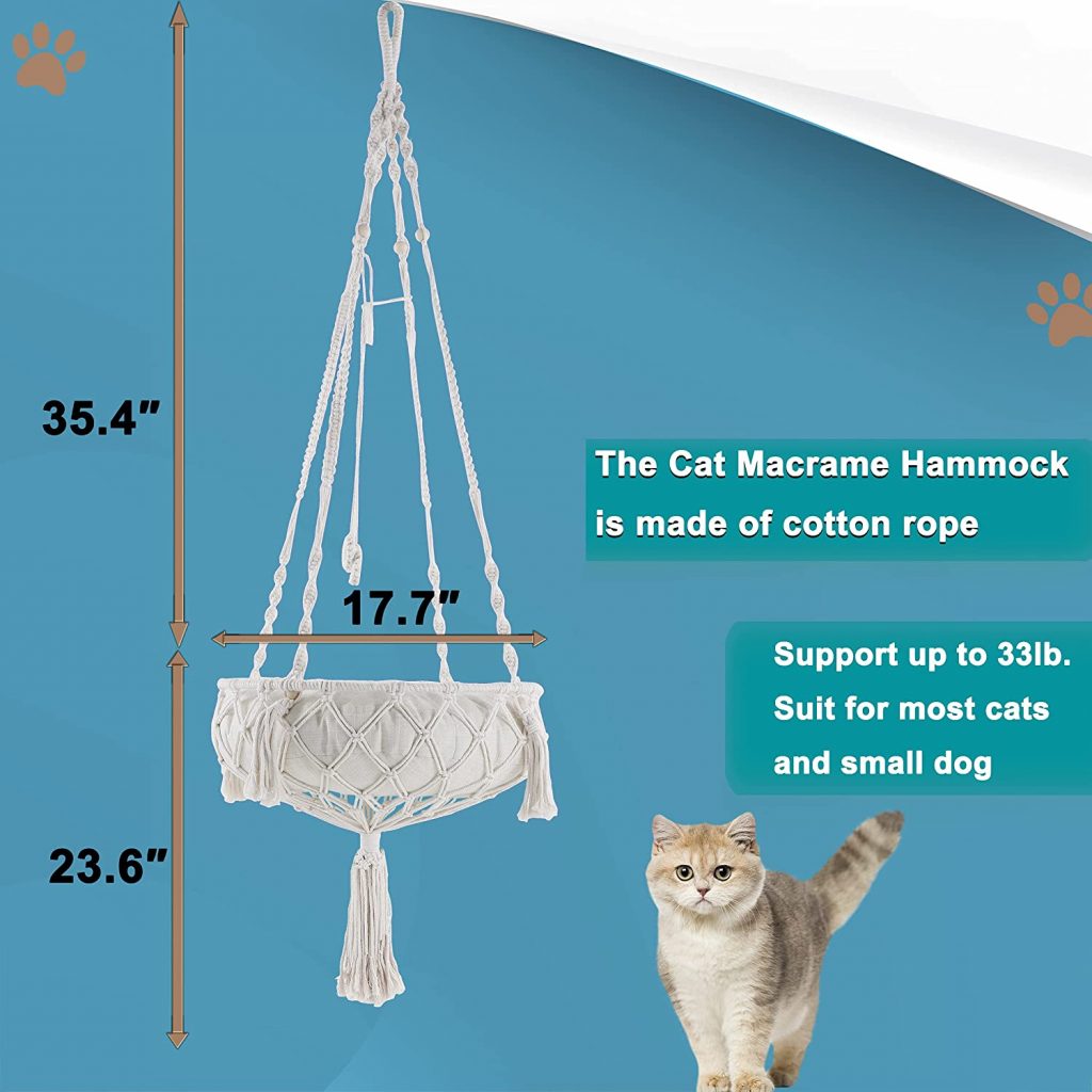 Buy Hanging Cat Bed with Cushion and Hook for indoor Cat and Dogs